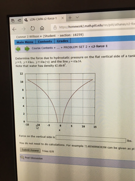 Solved a LON-CAPA c2-force-1 Xv e https:/ homework2.math | Chegg.com