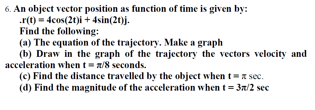 Solved 6. An object vector position as function of time is | Chegg.com