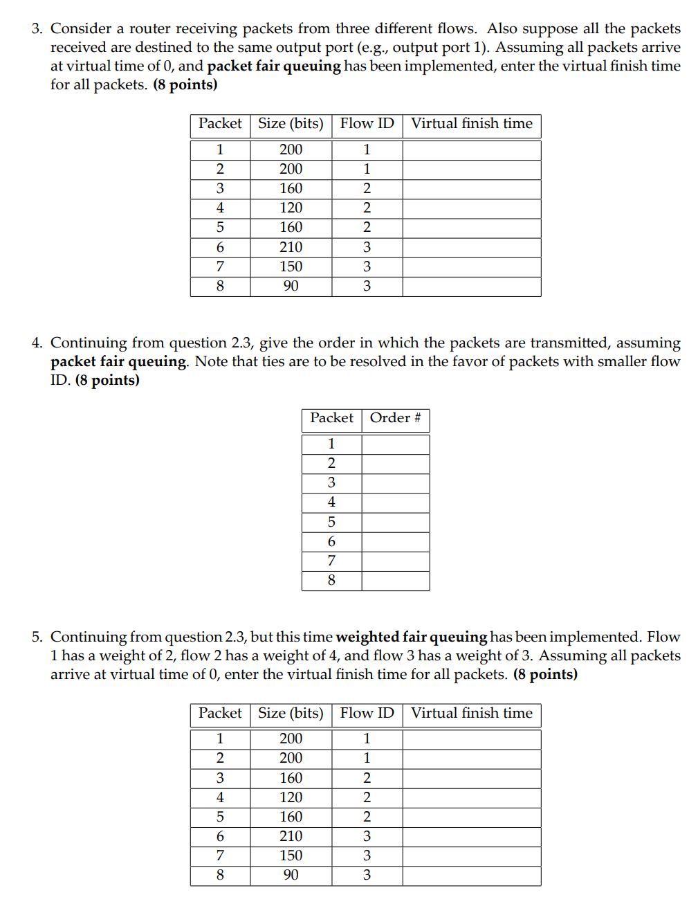 Solved 3. Consider a router receiving packets from three | Chegg.com