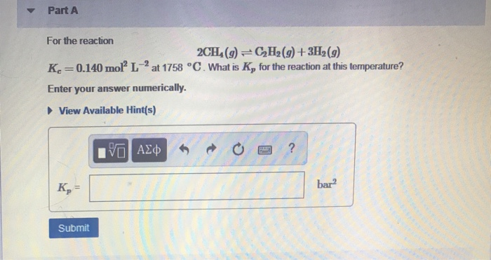 Solved Part A For The Reaction K 0140 Mol2 L 2 At 1758 