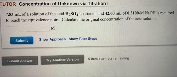 Solved TUTOR Concentration of Unknown via Titration l 7.83 | Chegg.com