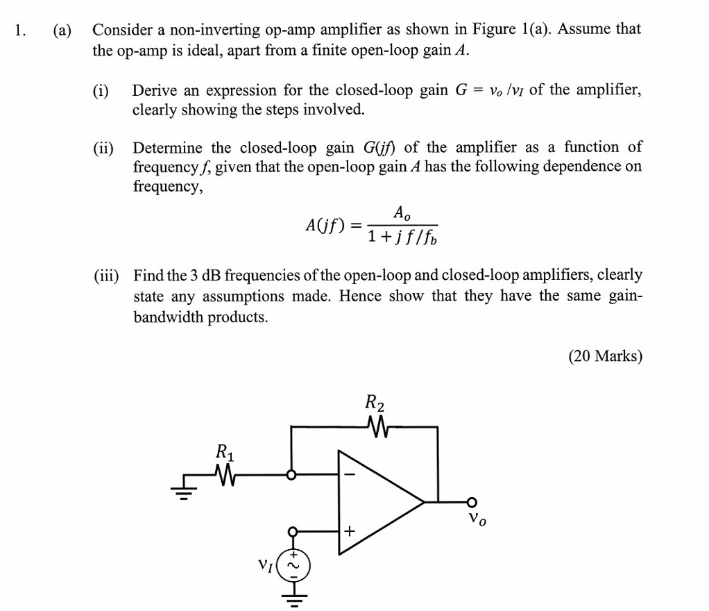 Solved (a) ﻿Consider a non-inverting op-amp amplifier as | Chegg.com
