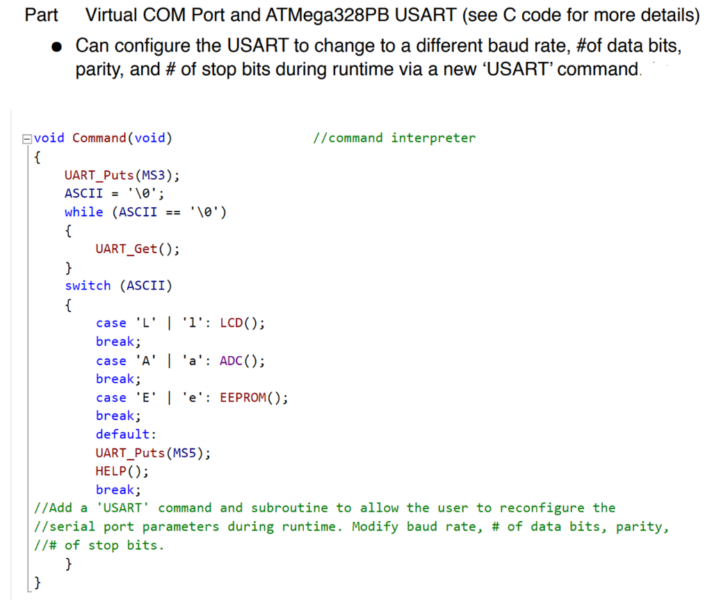 Solved Part Virtual COM Port and ATMega328PB USART (see C | Chegg.com