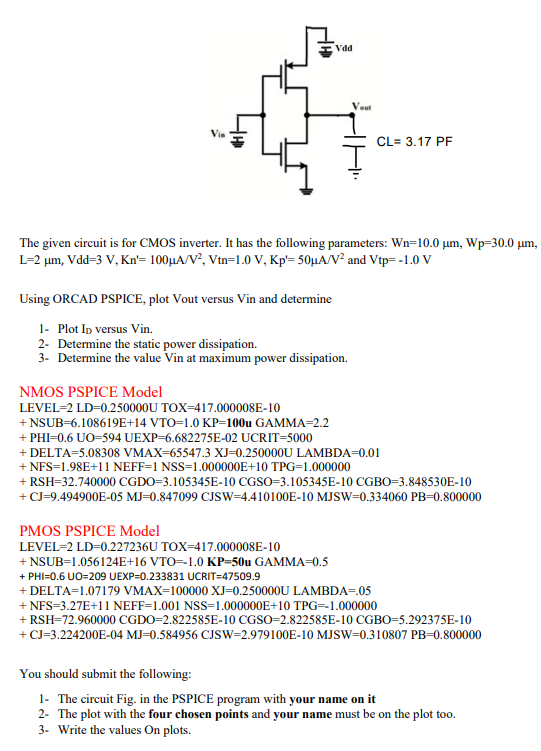 Solved Using ORCAD PSPICE, plot Vout versus Vin and | Chegg.com