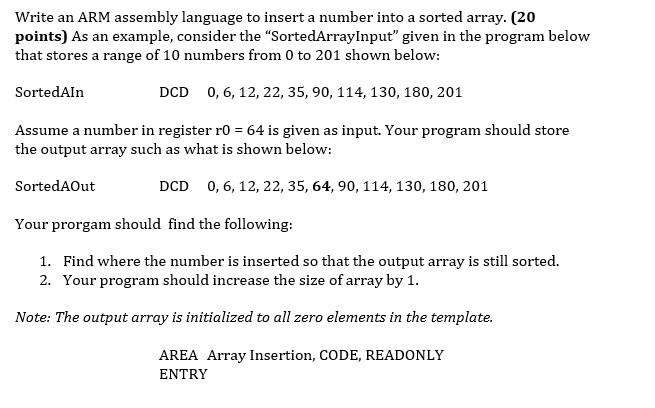 Solved Write An Arm Assembly Language To Insert A Number 