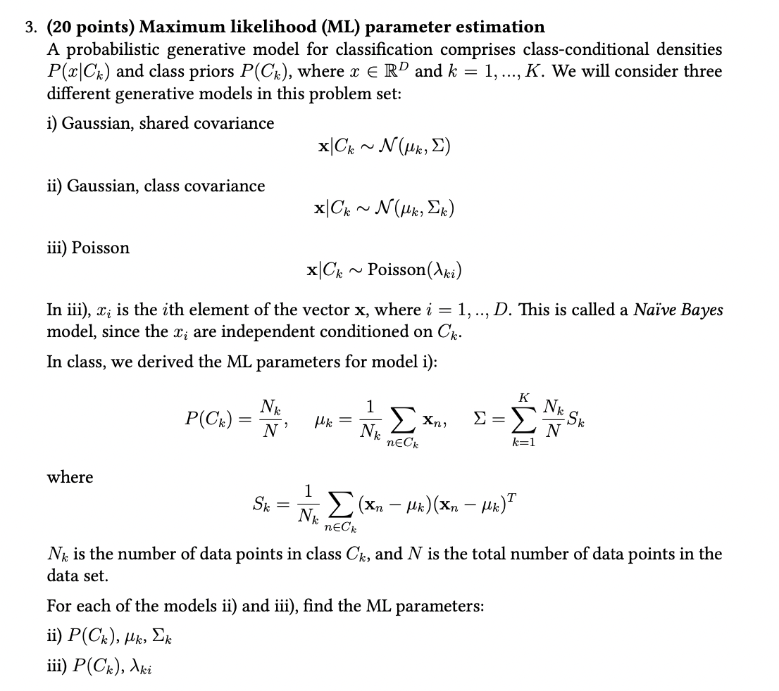 Solved 20 Points Maximum Likelihood Ml Parameter