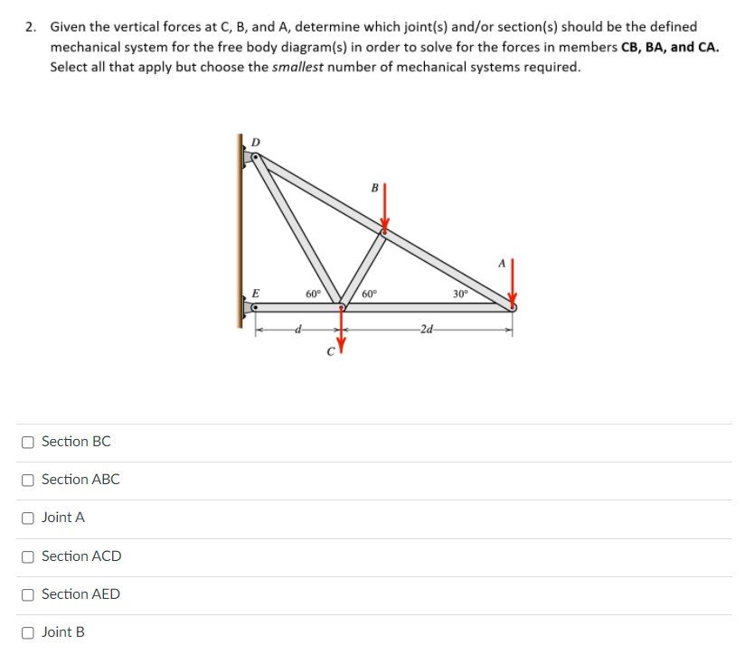Solved For the following questions, sections will be defined | Chegg.com