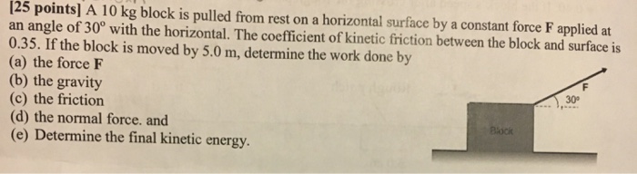 Solved A 10kg block is pulled from rest on a horizontal | Chegg.com