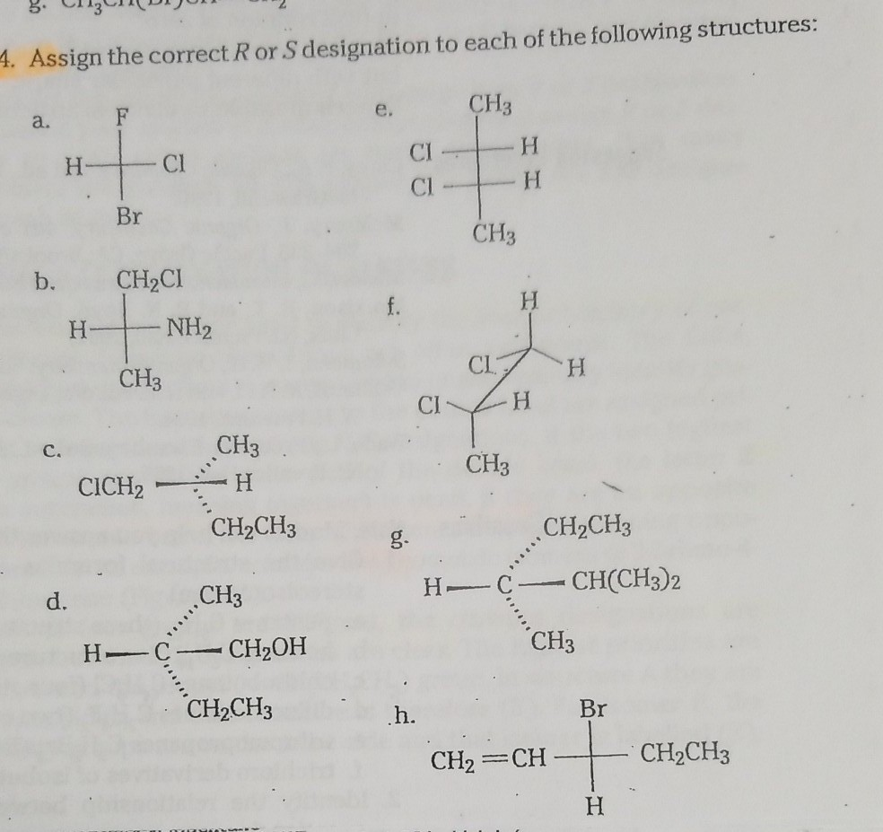 Solved 4. Assign the correct R or S designation to each of | Chegg.com