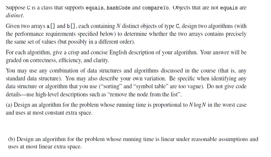 Suppose \( ﻿C \) ﻿is a class that supports equals, | Chegg.com