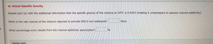 Solved Problem 3.29 Mixing and Volume Additivity A mixture | Chegg.com