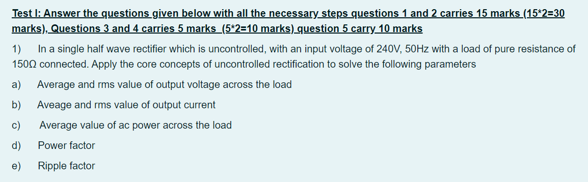 Solved Test I: Answer the questions given below with all the | Chegg.com