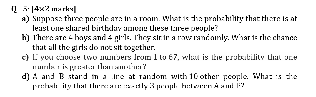Solved a) Suppose three people are in a room. What is the | Chegg.com