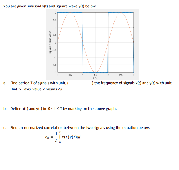 Solved You are given sinusoid x(t) and square wave y(t) | Chegg.com