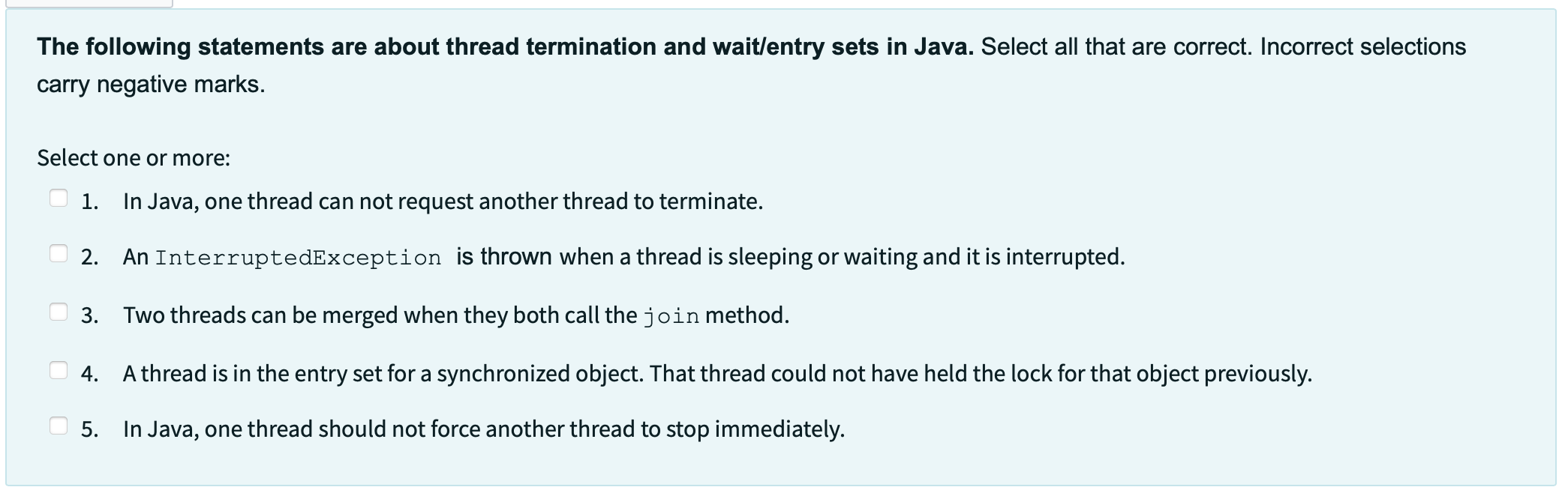 Solved The following statements are about thread termination | Chegg.com