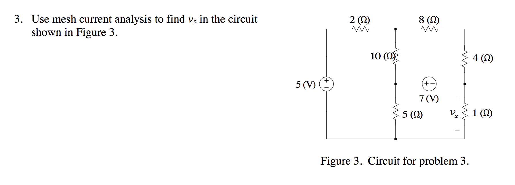 Solved 8 () 2 (2) 3. Use mesh current analysis to find vx in | Chegg.com