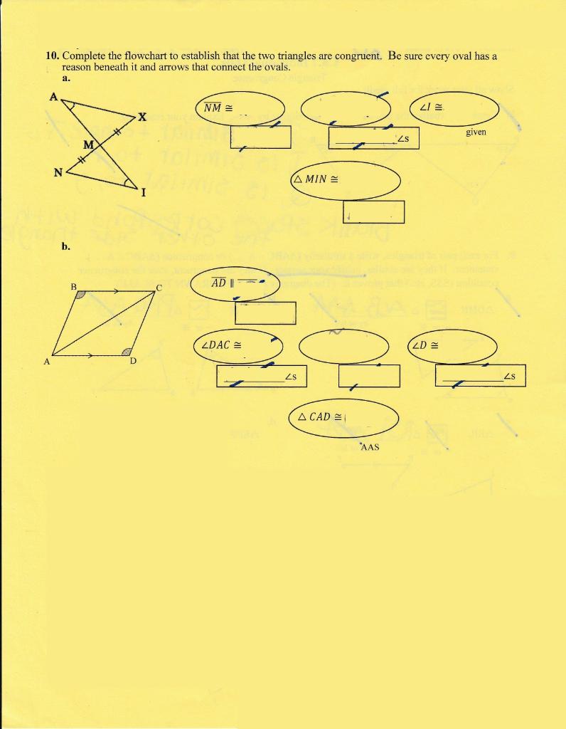 Solved 10. Complete the flowchart to establish that the two | Chegg.com