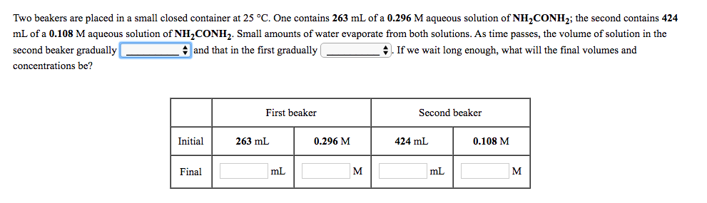 Solved Two beakers are placed in a small closed container at | Chegg.com