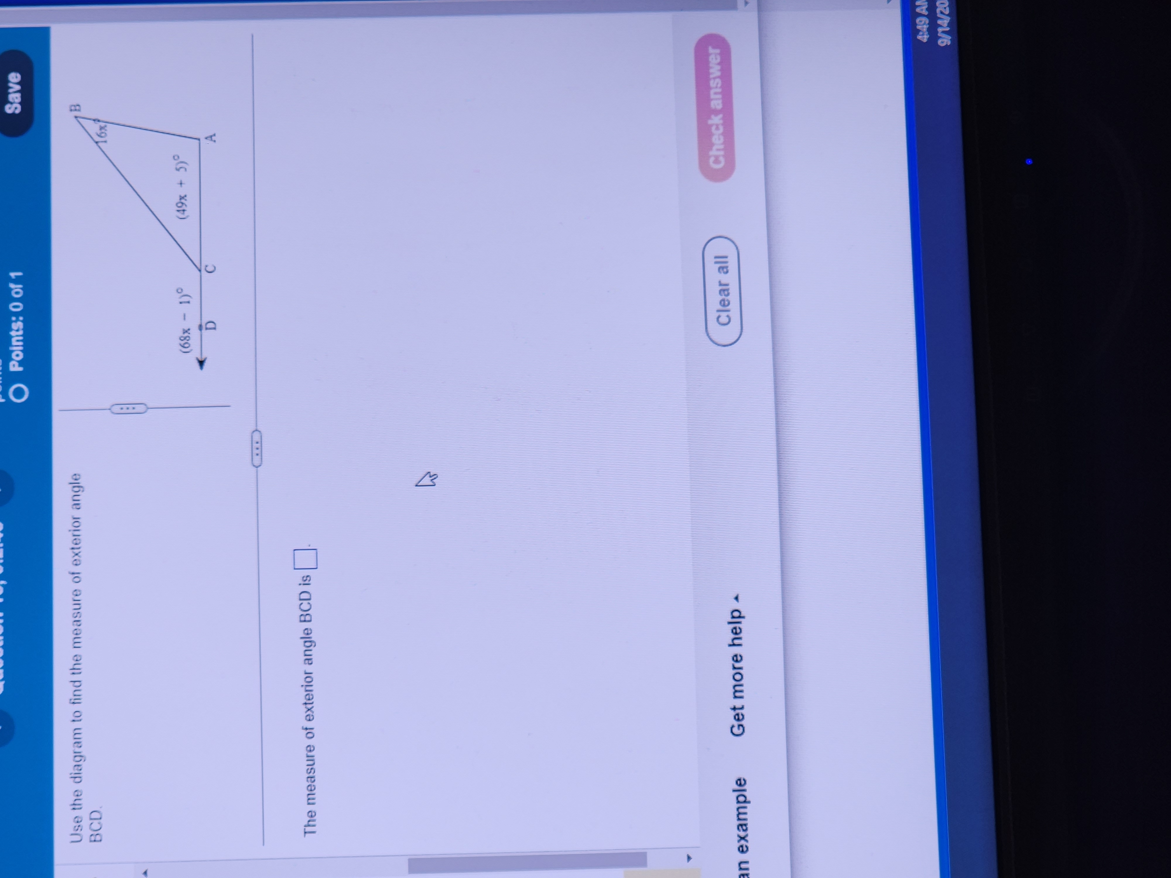 Solved Use The Diagram To Find The Measure Of Exterior Angle