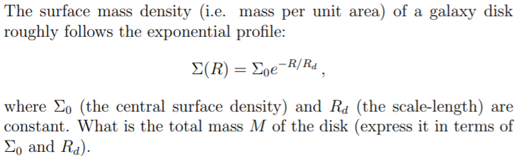 Solved The surface mass density (i.e. mass per unit area) of | Chegg.com