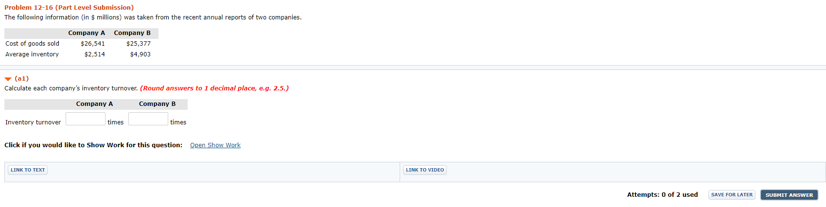 Solved Problem 12-16 (Part Level Submission) The following | Chegg.com
