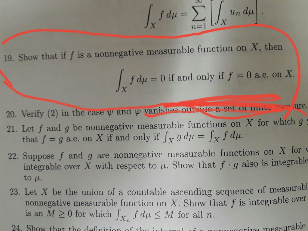 Solved n=1 L 19. Show that if f is a nonnegative measurable | Chegg.com