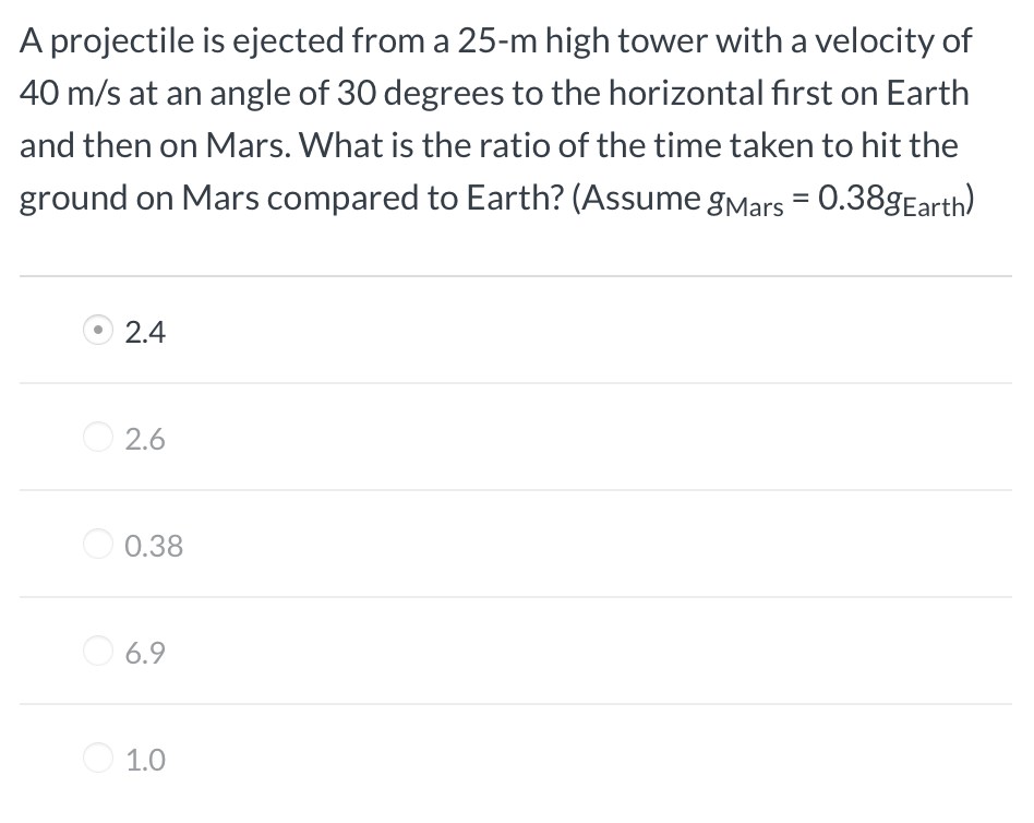 Solved A projectile is ejected from a 25-m high tower with a | Chegg.com