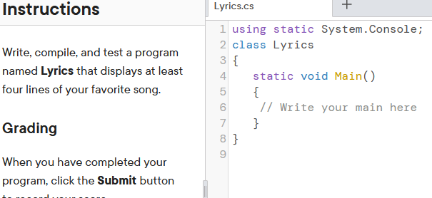 Solved Write, compile, and test a program named Lyrics that | Chegg.com