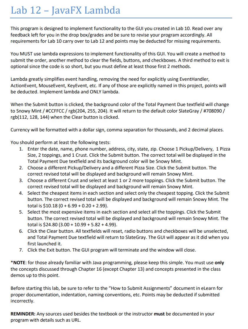 Solved I need help to implement functionality to my GUI | Chegg.com