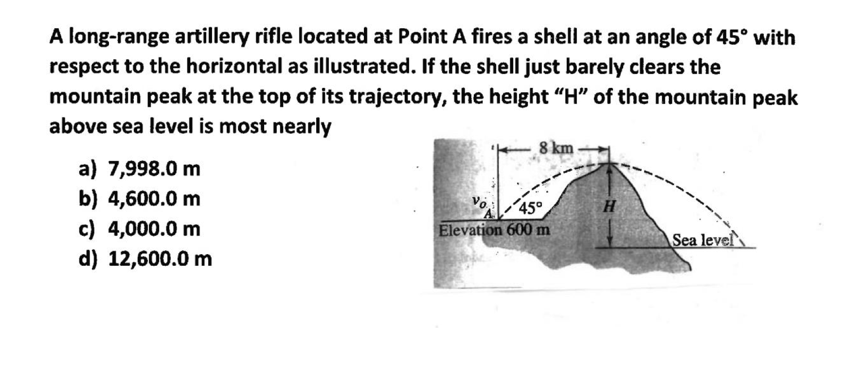 Solved A long-range artillery rifle located at Point A fires | Chegg.com