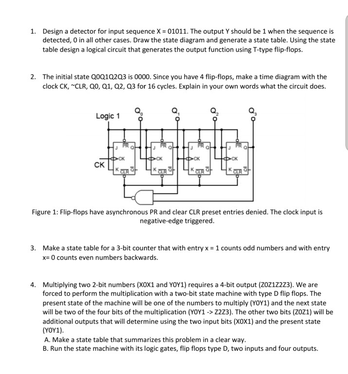 1. Design a detector for input sequence X = 01011. | Chegg.com