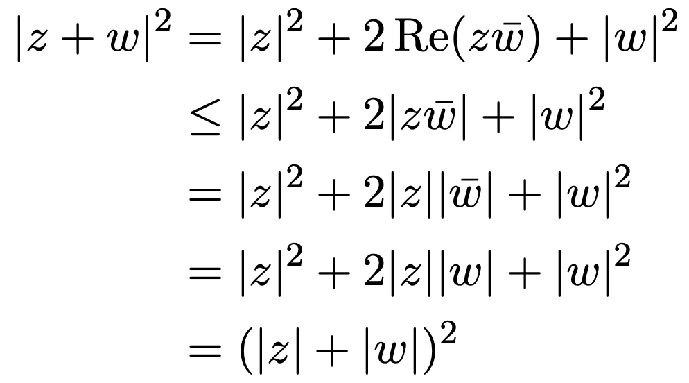Solved 12 + wl2 = 1212 +2 Re(z) + |w|2 |z + w|2