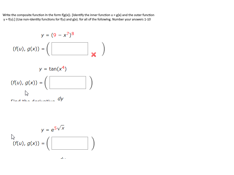 Solved Write the composite function in the form f(g(x)). | Chegg.com