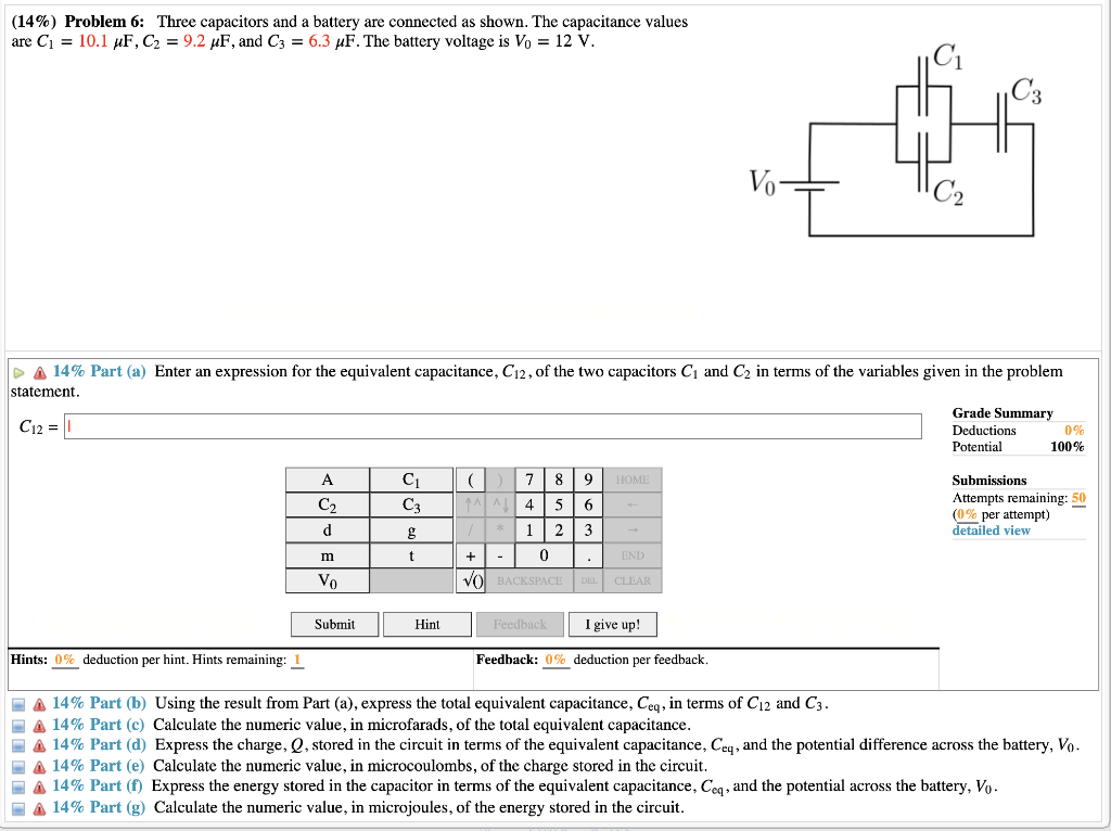 Solved Three capacitors and a battery are connected as | Chegg.com