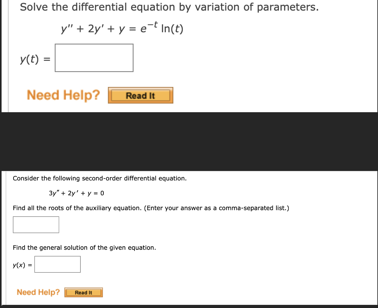 Solved Solve the differential equation by variation of | Chegg.com
