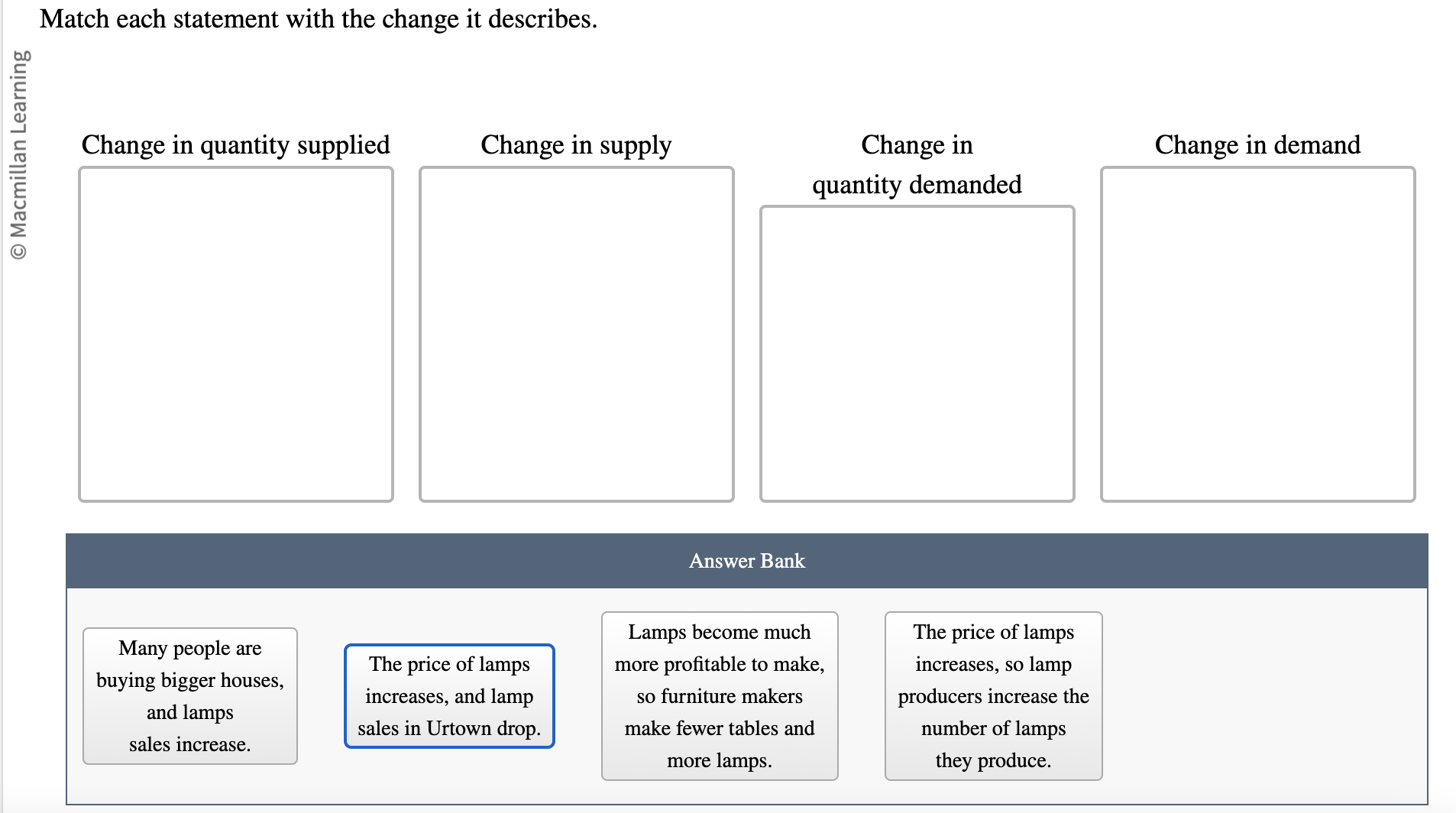 Solved Match each statement with the change it | Chegg.com