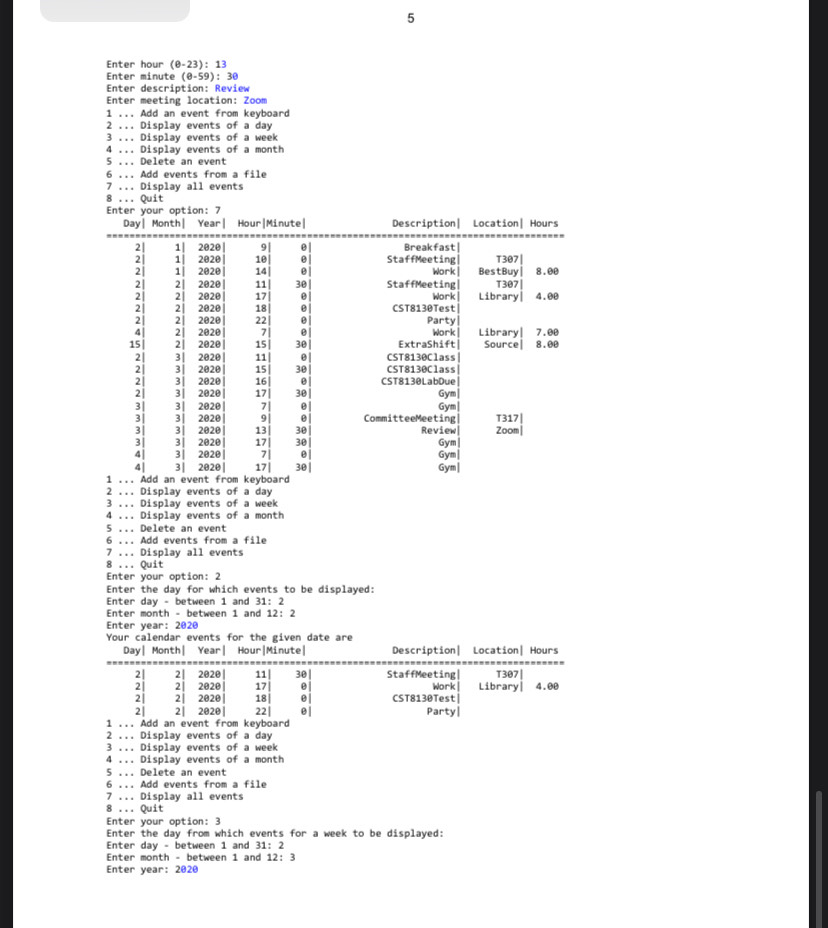 CST8130: Data Structures Assignment #1- Events | Chegg.com