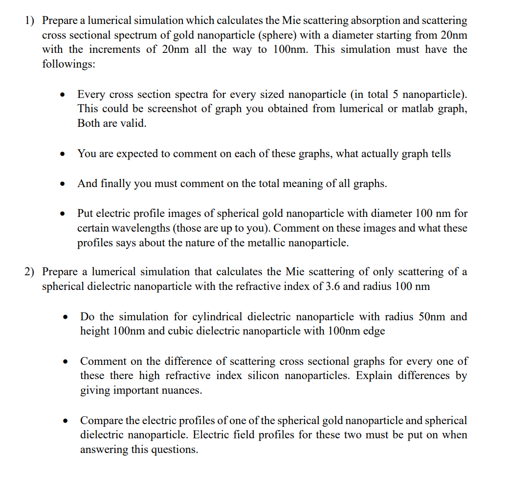 Solved Prepare a lumerical simulation which calculates the | Chegg.com