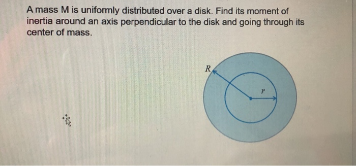 Solved A mass M is uniformly distributed over a disk. Find | Chegg.com