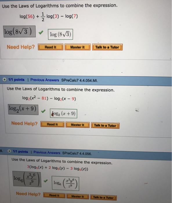 Solved Use the Laws of Logarithms to combine the expression. | Chegg.com