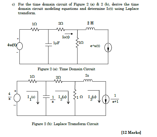 Solved c) For the time domain circuit of Figure 2 (a) & 2 | Chegg.com