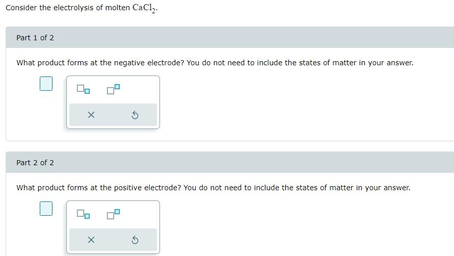 Solved Consider the electrolysis of molten CaCl2. Part 1 of | Chegg.com