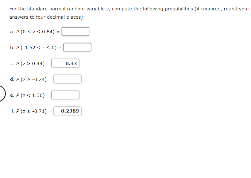 Solved For the standard normal random variable z, compute | Chegg.com