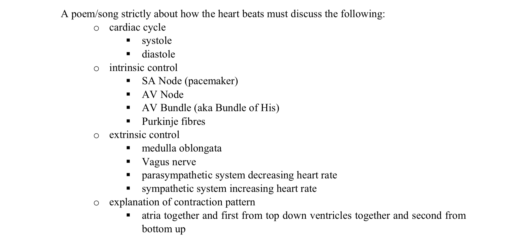 Solved A poem/song strictly about how the heart beats must | Chegg.com