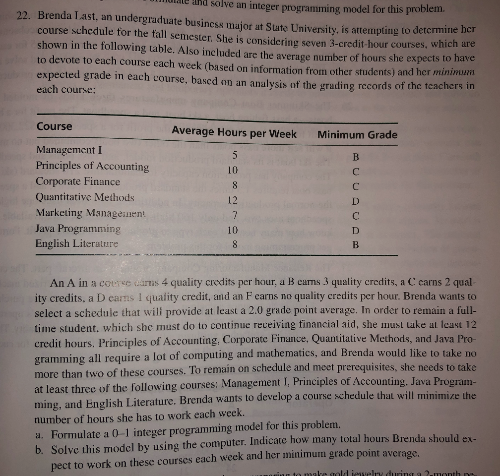 and solve an integer programming model for this | Chegg.com