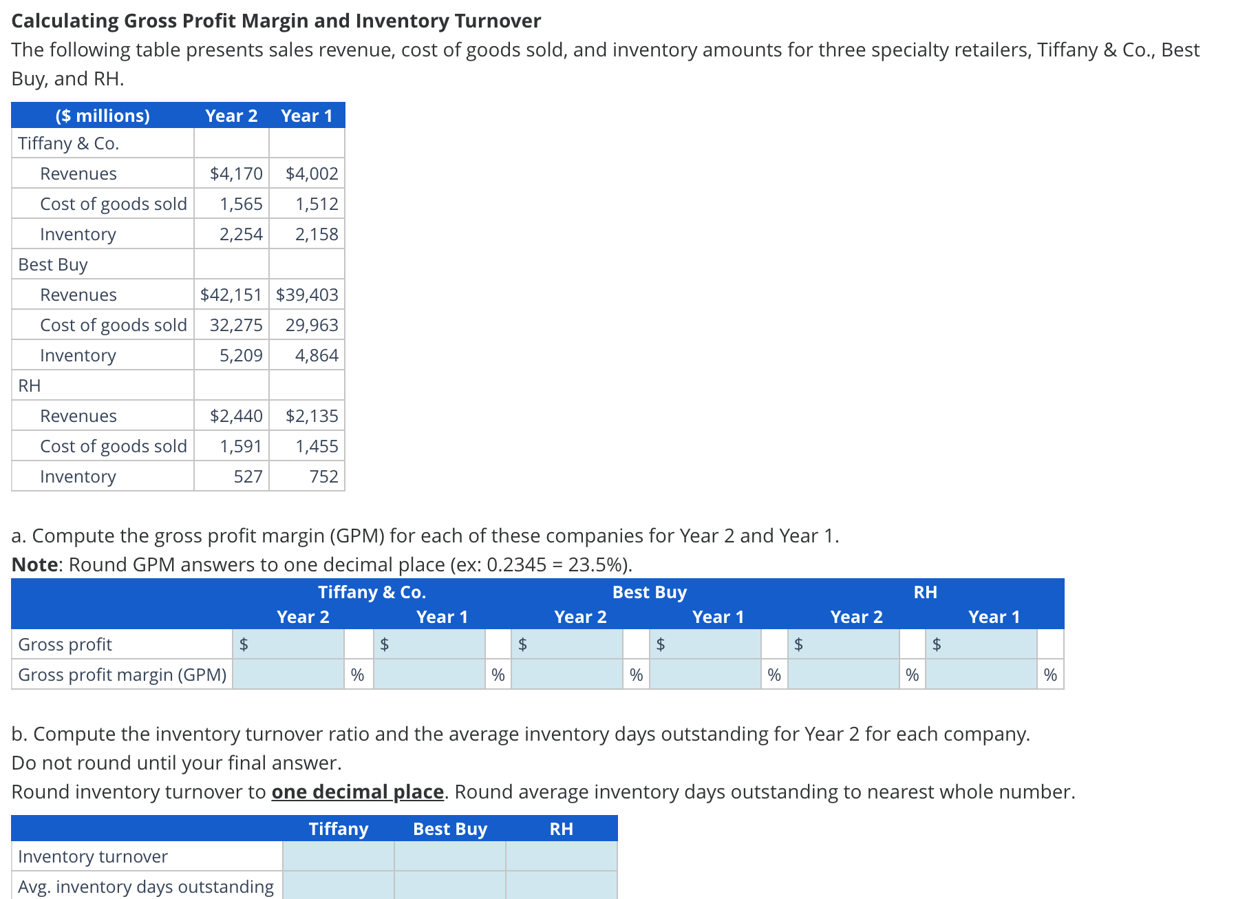 Solved Calculating Gross Profit Margin and Inventory | Chegg.com
