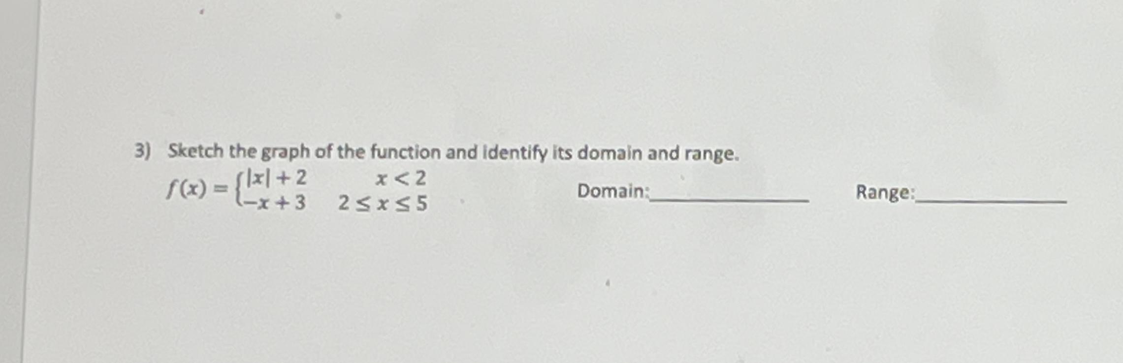 Solved 3) Sketch the graph of the function and identify its | Chegg.com