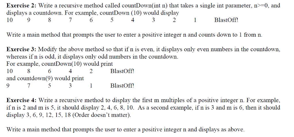 Solved Exercise 2 Write A Recursive Method Called