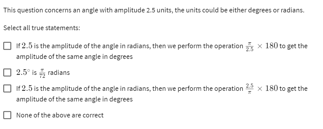 Solved This question concerns an angle with amplitude 2.5 | Chegg.com