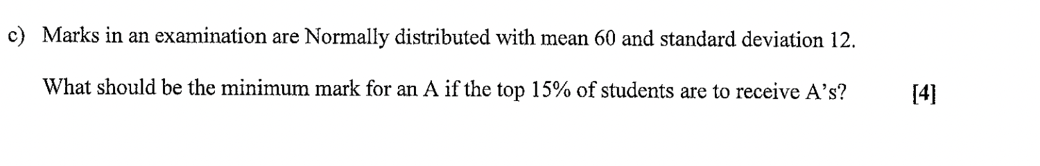 c) Marks in an examination are Normally distributed | Chegg.com